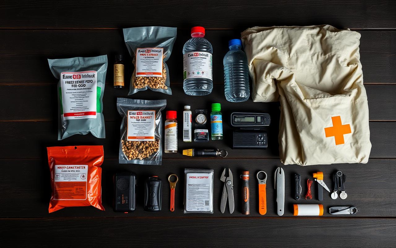 72-hour emergency kit checklist contents: freeze-dried food, water ...